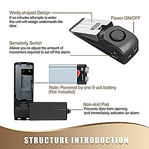 AceMining Portable Door Lock & 2 Pack Black Door Stop Alarm