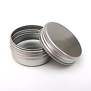 CTKcom 1-Ounce Metal Tins Screw Top Flat Aluminum Silver Slide Round Tin Containers For Lip Balm,Crafts,Cosmetic,Candles,Travel Storage Kit (Pack of 10)