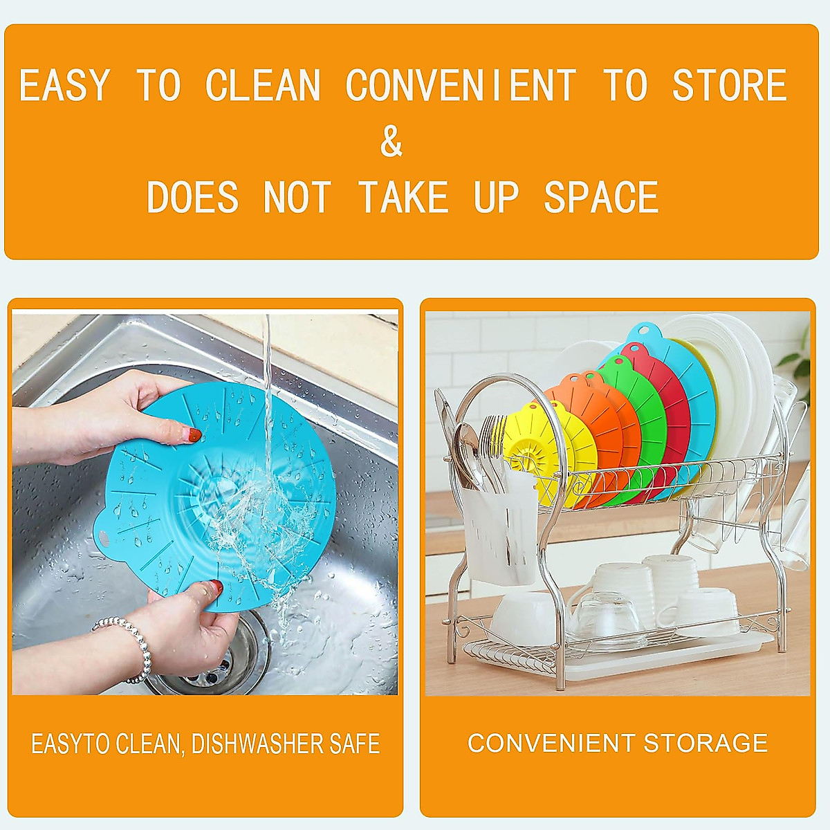 7 Pack Silicone Lids, Microwave Splatter Cover, 5 Sizes Reusable Heat Resistant Food Suction Lids fits Cups, Bowls, Plates, Pots, Pans, Skillets, Stove Top, Oven, Fridge BPA Free,Mothers Day Gifts