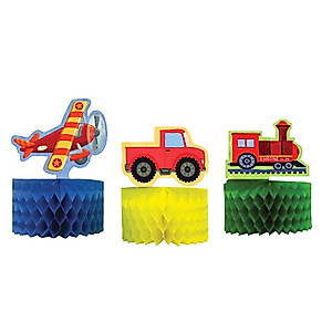 Creative Converting 3-Piece "On The Go" Honeycomb Centerpiece Party Decoration, Mini
