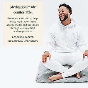 Mindful & Modern Meditation Cushion and Zabuton Meditation Mat Bundle - 100% Cotton Meditation Cushion Set for Yoga - Buckwheat Zafu Floor Pillow and Rectangular Mat - Slate Grey Color