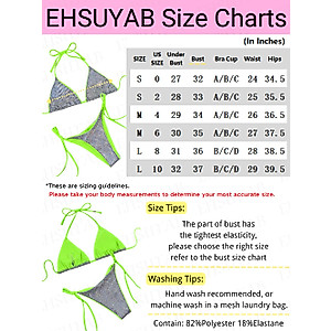 EHSUYAB Sexy Bikini Set, Thong String Triangle High Cut Metallic Bathing Suits for Women 2 Piece Bikini, Bralette Halter Tie Sparkly Padded Swimsuit Boudoir Beach Neon Green Silver Medium