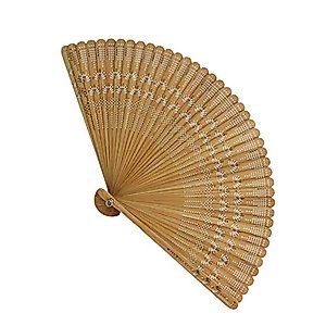 RAZZUM Personal Fans Hand Fan Hand Held Fan Folding Fan Chinese Wooden Carved Hand Fan Handheld Fan Gifts for Dancing Wedding Party Home Decorations Black Hand Fan Hand Held Fan Fan (Color : Brown)