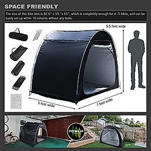 POWLIF Bike Tent for 4 or 5 Bikes, Bike Storage Shed with Heavy Duty Oxford Fabric (BLK-4)