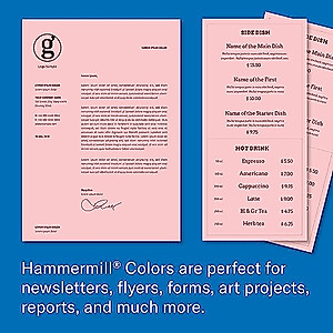 Hammermill Colored Paper, 20lb Pink Printer Paper, 8-1/2 x 11- 1 Ream (500 Sheets) - Made in the USA, Pastel Paper, 103382R