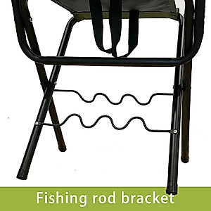 LEADALLWAY Folding Fishing Chair with Rod Holder,Green