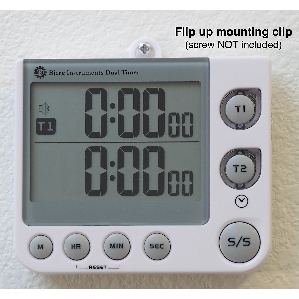 Bjerg Instruments Dual Digital Kitchen Count Up and Countdown Timer with Large Digit LCD Display