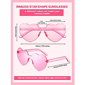 Dunzy 100 Pairs Heart Shaped Sunglasses Rimless Heart Sunglasses Candy Color Eyewear Party Wedding Glasses(Colorful)