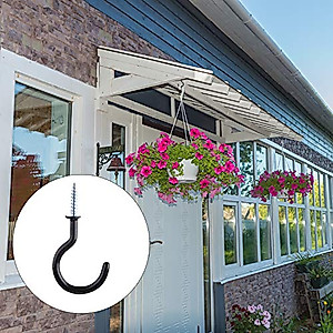 ASTARON 70 Pcs Mutli-Size Vinyl Coated Cup Hooks Metal Screw-in Hooks for Hanging Coffee Cup Plants , Black