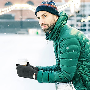 Evridwear Mens Winter Warm Gloves,Wool Knitted Thermal Anti-Slip Touchscreen Glove with 3M Thinsulate Insulated Lining for Cold WeatherLight Work(Grey,L)