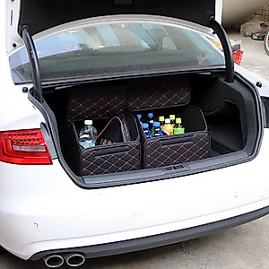 Folding Leather Car Trunk Storage Box Waterproof Cargo Storage Bag Storage Organize Storage Box (D L)