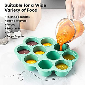 Silicone Baby Food Freezer Tray with Clip-on Lid - Breast Milk Trays for Freezer - Baby Food Containers - Baby Food Trays for Freezing, Dishwasher, Microwave, BPA-Free Baby Food Storage (Alpine Green)