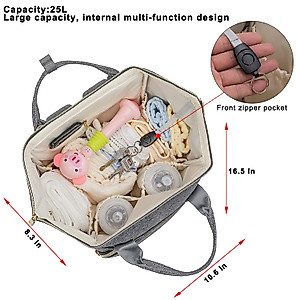 FANCYOUT Diaper Bag Backpack with USB Charging Port and Stroller Straps, Maternity Nappy Bag with Insulated Feeding Bottle Pocket (Grey)