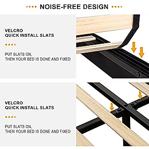 GAZHOME Twin XL Velvet Bed Frame, Upholstered Platform Bed with Adjustable Tufted Headboard, Rivet Ornament, Wood Slat Support, No Box Spring Needed, Easy Assembly, Grey