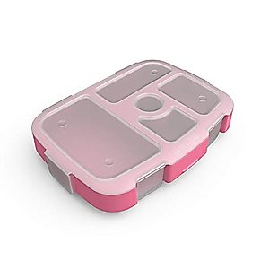 Bentgo® Kids Prints Tray with Transparent Cover - Reusable, BPA-Free, 5-Compartment Meal Prep Container with Built-In Portion Control for Healthy Meals At Home & On the Go (Pink Dots)