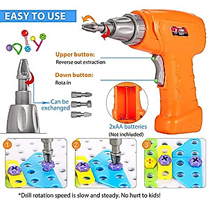 Parhlen Educational Toys Building Blocks, 244 Pieces Electric Screwdriver DIY Building Toys for Boys and Girls, Educational Construction Building kit for Kids Ages 4 5 6 7 8 9 10 Year Old