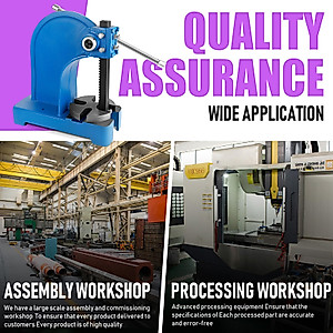 Manual Arbor Press, 2 Ton Manual Arbor Press, 8.5" Maximum Height, 57 lbs Weight Cast Iron Heavy-duty Manual Desktop Arbor Press, Precision Hand Press for Stamping, Bending, Stretching, (Blue)