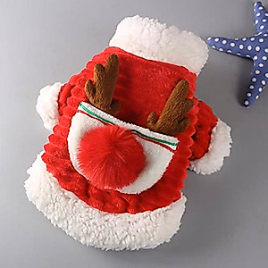Dog Clothes Autumn and Winter Festive Thickened Warm Cotton Padded Clothes Teddy Bomei Bear pet Dog Christmas Dress