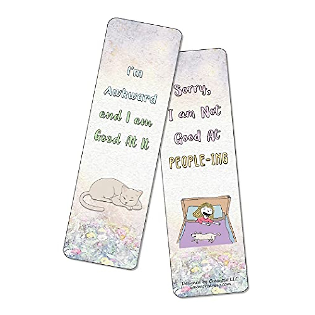 Creanoso Funny Socially Awkward Bookmarks (12-Pack) - Stocking Stuffers Funny Gift Ideas for Adults, Teens, Friends
