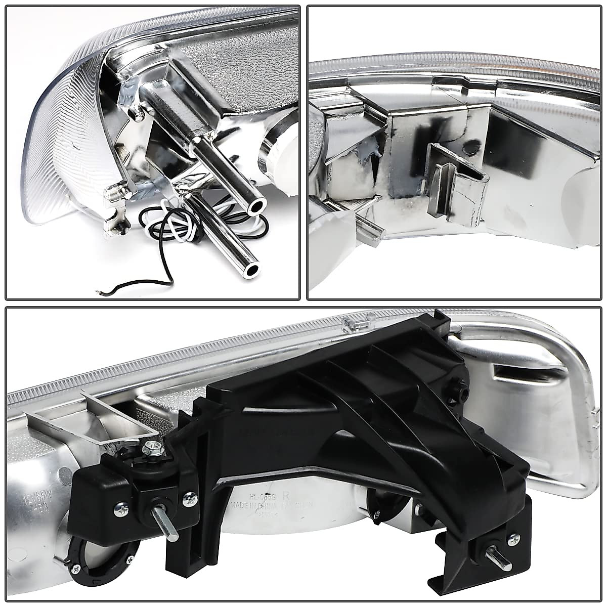 DNA MOTORING HL-LB-CSIL99-CH-CL1 Chrome Housing Pair LED DRL Headlight Bumper Lamps Replacement For 99-02 Silverado