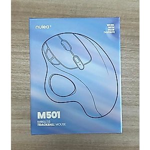 Nulea M501 Wireless Trackball Mouse, Rechargeable Ergonomic, Easy Thumb Control, Precise & Smooth Tracking, 3 Device Connection (Bluetooth or USB Receiver), Compatible for PC, Laptop, Mac, Windows.