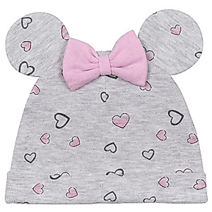 Disney Minnie Mouse Newborn Baby Girls Layette Set: Bodysuit Pant Hat Bib Grey/Pink 0-3 Months