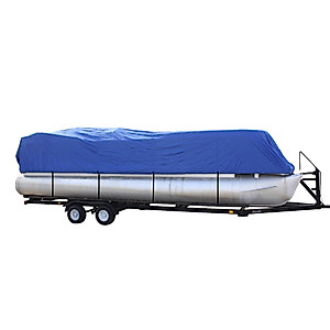 Vortex Direct Royal Blue 24' Ultra Pontoon/Deck Boat Cover, Elastic, Strap System, Fits 22'1" to 24' Long Deck Area, Up to 102" Beam