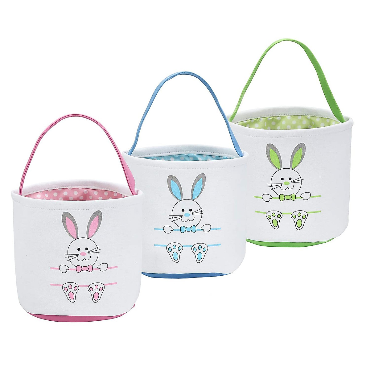 Easter Bunny Basket Bags Rabbit Canvas Toys Bucket Tote Storage Gifts Candies Handbag for Kids