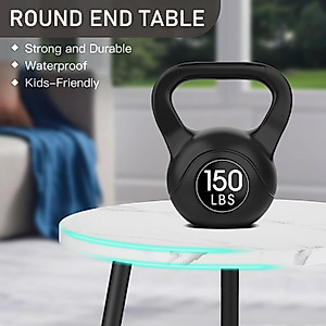 KINNARY Round Side Table Set of 2, Small Accent End Table for Living Room, Bedroom, Small Spaces, Height Adjustable Metal Legs, Nightstand Coffee Bedside Table for Office, Marble White