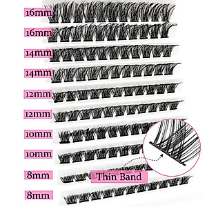 Ahrikiss Lash Clusters 120pcs Lash Extension D Curl Cluster Lashes Wispy Individual Lashes Natural Look 8-16mm Eyelash Clusters DIY Lash Extensions Soft Lash Extension Clusters FD28