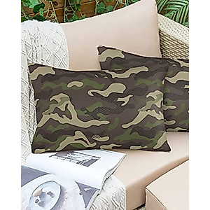 Meet 1998 Throw Pillow Covers 20x12 - Set of 2 Waterproof Pillow Cushion Cases,Army Green Desert Camo Pillowcases Decorative Outdoor Pillow Cover for Sofa Couch Bedroom