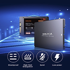 Ediloca ES106 256GB SSD SATA III 2.5" 3D TLC NAND Flash Internal Hard Drive, Up to 550MB/s Read, Upgrade PC or Laptop Memory and Storage(Black)