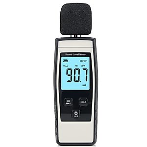 XinJiaYi Decibel Meter, Portable SPL Meter (Sound Pressure Level Meter), Digital Noise Meter, Range 30-130 dB(A) db Meter, Noise Volume Sound Monitoring Tester (Battery Included) Gray