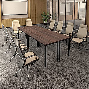 Bonzy Home Conference Tables 8ft Office Computer Desk for Meeting Room Study Writing Printer Podcast Table Save Space Design for 10 People Rustic Vintage Walnut 4PCS, 94.4"x47.2"x29.5"