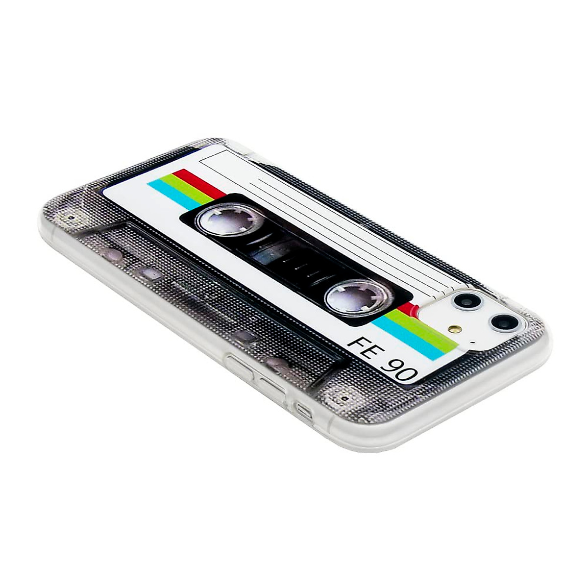 FAteam Matte Finish Heavy Duty Soft Back Cover with TPU Soft Bumper Cassette Tape Case Compatible with iPhone 11-6.1 inch