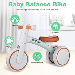 welspo Baby Balance Bikes for 1 Year Old Boys Girls 12-24 Months Kids Toddler First Bicycle No Pedal 3 Wheels Mini Bike Riding Toys Best Birthday Gift