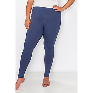 YOGALANDUSA Women's Yoga Workout Leggings – Plus Size High Waisted 4 Way Stretch with Zipper Pocket Casual Active Pants CYP1031PX V.Denim 3X