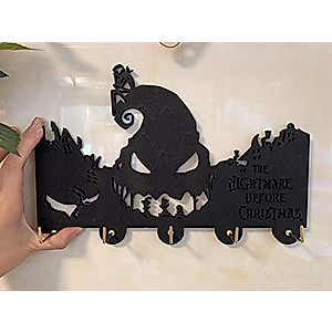 Nightmare Before Christmas Key Hooks-Jack Skellington Wall Hooks Heavy Duty 20LB(Max),Jack Wall Décor,Wood Coat Hooks, Key Holder,Key Hanger for Wall、Entryway and Kitchen