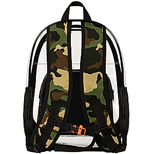 TropicalLife Camouflage Modern Camo Clear Backpack Heavy Duty PVC Transparent Backpack See Through Large Backpacks for Women Men