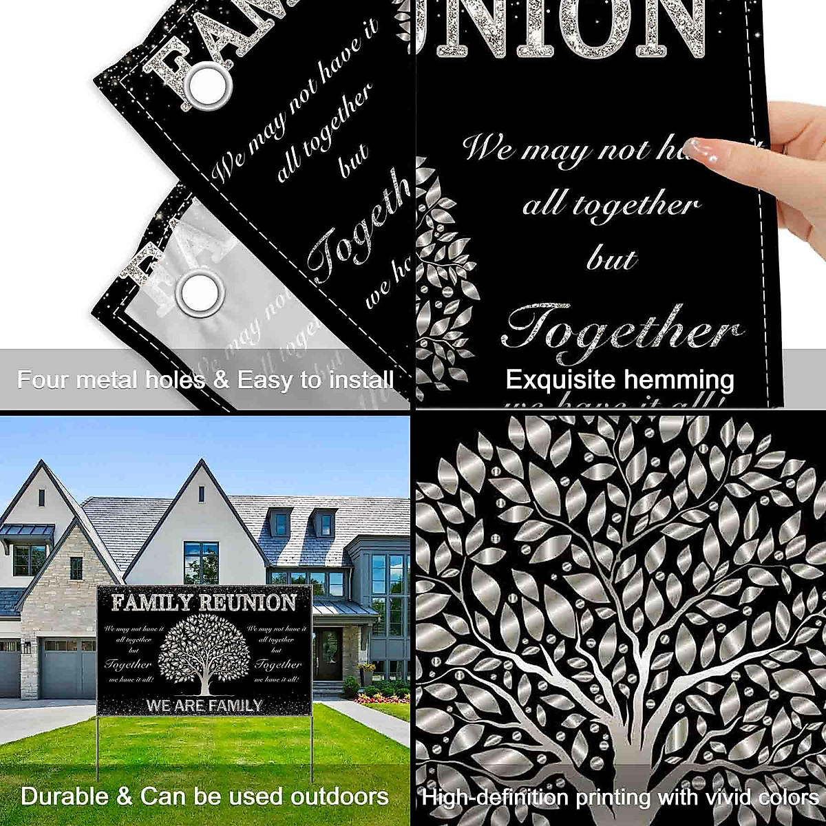 Swepuck 96x60inch Fabric Silver Family Reunion Backdrop Family Tree Members Photography Background Welcome Gathering Party Decoration Banner Photo Booth Props