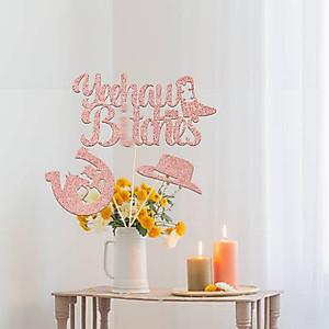 12Pcs Rose Gold Cowgirl Decorations Western Centerpieces for Tables, Yee Haw Bitches Table Topper, Western Cowgirls Centerpieces Sticks, Western Bachelorette Birthday Party Supplies