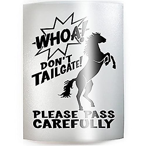 WHOA REARING HORSE TRAILER - PICK COLOR - Back Door Caution Sign Vinyl Decal Sticker A