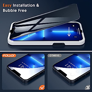 Fotbor [3+3 Pack] iPhone 13 Pro Max Privacy Screen Protector with Camera Lens Protector, Anti Spy Private Full Coverage Bubble Free 9H Hardness Tempered Glass Film 6.7 Inch with Easy Installation Kit