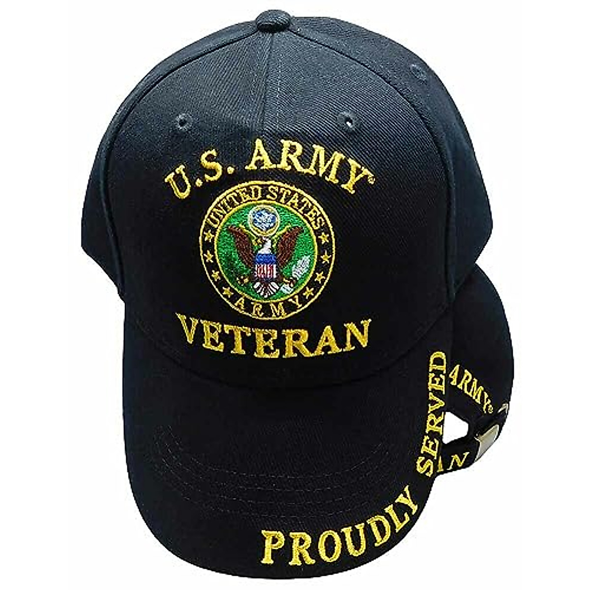 N/A.1 Ant Enterprises U.S. Army Veteran Proudly Served Black Adjustable Embroidered Cap Hat Licensed