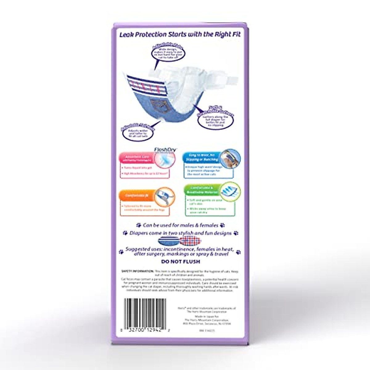 Hartz Disposable Cat Diapers, Easy to Put On, Comfortable & Secure Fit for 12 Hours Leak Protection, Multiple Sizes