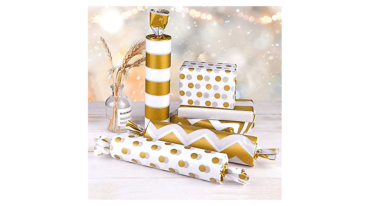 Gold White Tissue Paper Bulk - 100 Elegant Sheets for Gift & Party