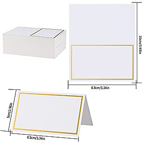 YOUYIDUN 106 Pcs Place Cards with Gold Foil Border, Paper Name Place Cards for Table Setting, Blank Table Tent Placecards for Weddings, Banquets, Birthday Events, Dinner Parties Cards