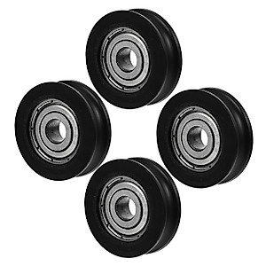HOMSFOU 4pcs Roller Sliding Door Roller Guide Pulley Roller Door Wheel Heavy Duty castors U Type Wheel for Doors Track Window Pulley Roller Groove Wheel Pulley Track Guide Bearing
