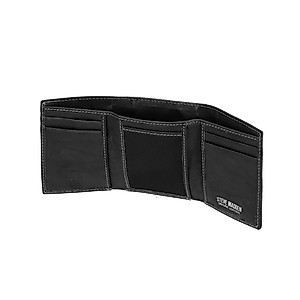 Steve Madden Men's RFID Trifold Wallet with ID Window, Black (Antique), One Size