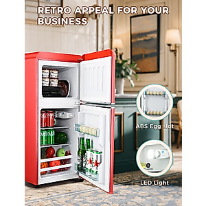 Anypro 3.2 Cu.Ft Compact Refrigerator Mini Fridge with Freezer, 2 Door Retro Small Refrigerator with Freezer, 7 Level Thermostat & Removable Shelves, Mini Fridge for Bedroom Office Apartment Dorm Bar